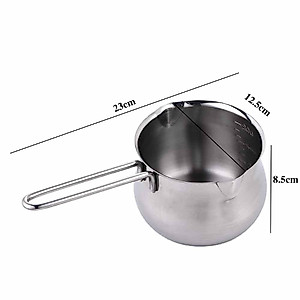 Leadigol 1PCS Stainless Steel Milk Pan,Non-Stick Milk Pot Small Saucepan Cheese Pot With Pour Spout for Kitchen