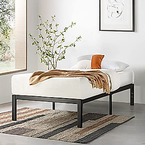 Mellow Rocky Base E 14" Platform Bed Heavy Duty Steel Black, w/ Patented Wide Steel Slats (No Box Spring Needed) - Twin