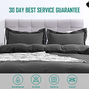 TEKAMON All Season 2 Piece Duvet Cover Set, Super Soft Breathable 100% Brushed Microfiber Premium Bedding Set -1 Comforter Cover with Zipper Closure+1 Pillow Sham (Twin, Dark Grey)