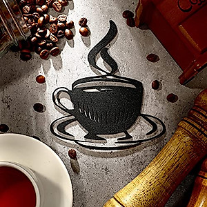 Hotop 2 Pieces Coffee Bar Decor Metal Coffer Mug Holder with 4 Hooks Modern Wall Hanger Organizer Storage Display Cup Rack Art for Kitchen Cafe