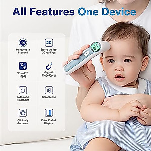 Alcedo Forehead and Ear Thermometer for Adults, Kids, and Baby | Digital Infrared Thermometer for Fever | Touchless, Instant Read, Medical Grade | Pouch and Batteries Included