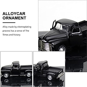 Toyvian Metal Classic Cars Model Die Cast Old Pickup Truck Figurine Alloy Vintage Collectible Toy Car Mini Car Photo Prop for Home Desk Cabinet Bookshelf Black