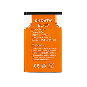 XHDATA BL-5C Battery 3.7V 1500mAh Rechargeable Battery Large Capacity for Radio for Home with Current Protection (2 Pieces)