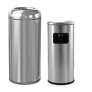 BEAMNOVA Bundle Metallic 15 x 31.5 in + Metallic 12.4 * 27 in Commercial Stainless Steel Trash Can Garbage Enclosure with Lid Inside Barrel Heavy Duty Waste Container