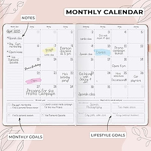 GoGirl Planner PRO Schedule - Undated Planner with Hourly Time Slots, Monthly, Weekly & Daily Organizer, Appointment Book for time Management, 7"x10" Hardcover, Lasts 1 Year - Rose Gold