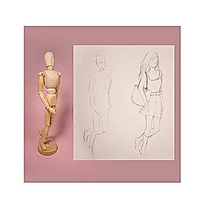 8 Inch Artists Wooden Manikin Flexible Body Joints Human Figure Puppet Model Wood Male Mannequin Doll Ornament Stand for Home Office Desk Decoration Sketching Drawing Painting Supplies Gift