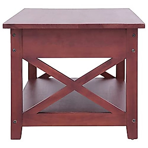 QJBSAVVA Coffee Table Brown 39.4"x21.7"x18.1" Solid Mahogany Wood,Industrial Tables Floor Standing Table Cocktail Table Suitable for Meeting Rooms, Reception Rooms, Offices