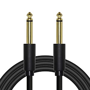 GINTOOYUN 6.35mm Mono Guitar Instrument Cable,Straight 1/4 TS Male to Straght 1/4 TS Male Unbalanced Patch Cords,for Electric Bass Guitar,Amplifier Speaker,Line-Level Audio etc (Black-3m/10ft)