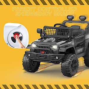 Ride on Truck Car 12V Kids Electric Vehicles with Remote Control Spring Suspension, LED Lights, Bluetooth, 2 Speeds