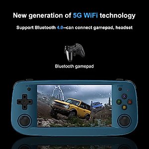 Daxceirry RG503 Retro Handheld Game Console 4.95-inch OLED Screen Linux System RK3566 Support 5G WiFi Bluetooth Portable Video Games Player with 64G Card 4193 Classic Games Gift (RG503-Blue)