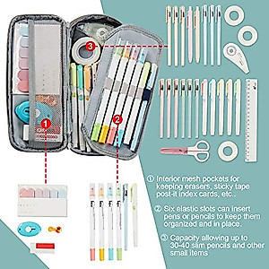 Tiyafuro Pencil Case, Portable Stationery Pencil Pouch, Handheld Pencil Bag with Zipper, Makeup Bag, Multifunctional Pen Pouch, for Boys Teens Adults Students School Office Supplies (Navy Blue)