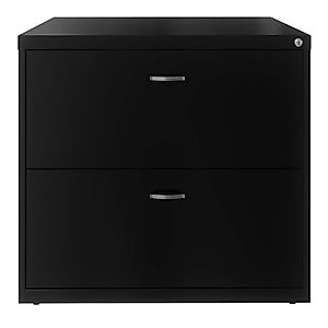 Hirsh Lateral Metal File Cabinet 30" W 2 Drawer Set Black with Front/Back Rails