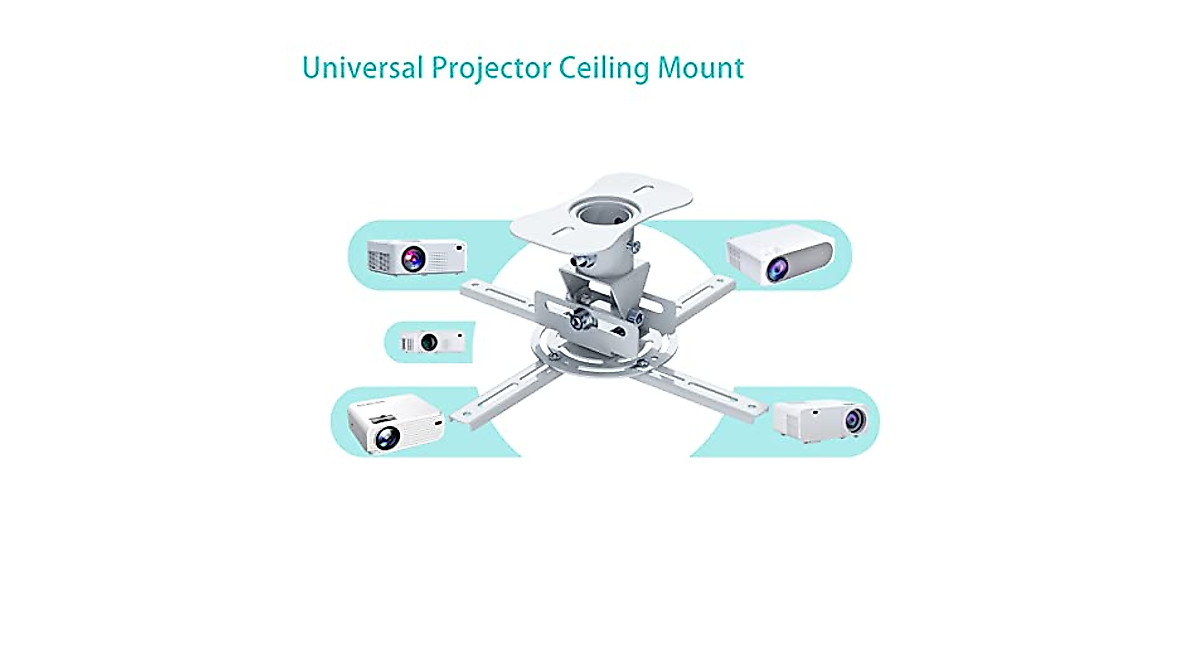 Tuimen Universal Projector Mount - Low Profile, Adjustable Ceiling Support
