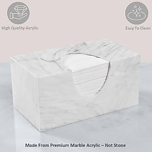 Tissue Box Cover Rectangle - Tissue Box Holder Rectangular - Compatible with Puffs - Acrylic Marble Bathroom Accessories Decor