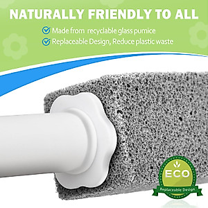 Maryton Pumice Stone for Toilet Cleaning with Extra Long Handle, 1 Cleaning Handle with 6 Cleaning Stones Refills, Easily Removing Stubborn Hard Water Stains Buildups
