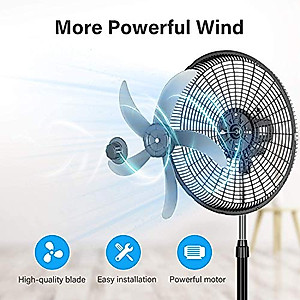 Simple Deluxe 18 Inch Pedestal Stand Fan 3 Adjustable Speed for Indoor, Bedroom, Living Room, Home Office & College Dorm Use, 18 Inch, Black