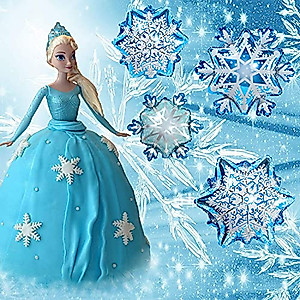 10 Pieces Large and Small Snowflake Balloons Snowflake Aluminum Foil Balloons for Christmas Winter Frozen New Year Birthday Theme Party Supplies