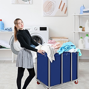 Commercial Laundry Cart with Wheels 11.35 Bushel Industrial Laundry Cart Basket Trucks Heavy Duty Large Laundry Carts Hampers for Hotels & Hospital