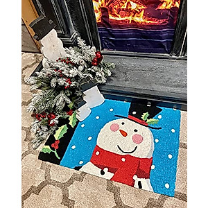 Holly Jolly Snowman Holiday Machine Washable 20" x 30" Jellybean Accent Rug