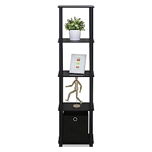 FURINNO Decorative Shelf With Bin, Black