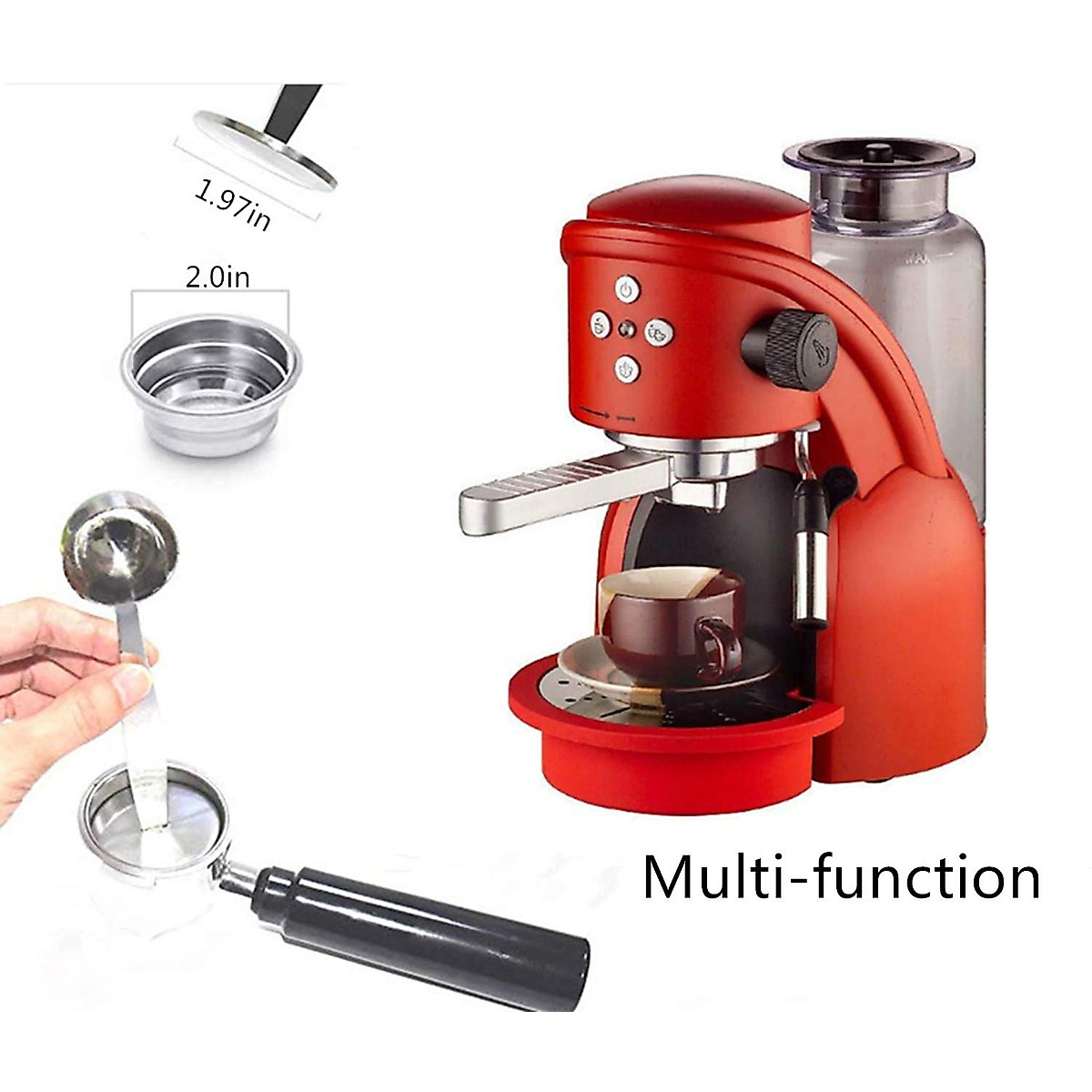 Espresso Scoop with Tamper 2 In 1 Stainless Steel Coffee Scoop Tamping Dual-Purpose Coffee Spoon Powder Hammer Tamper Multi Function Spoon Holder Coffee Tools for Measuring and Tamping