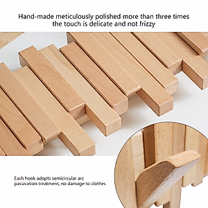 DESAINOPH® Wooden Coat Rack Wall Mounted Sticks Multi Rack Solid Handmade Natural Wood Artwork with 5 Flip-Down Unique Modern Hooks for Coats Bag Hat Umbrella