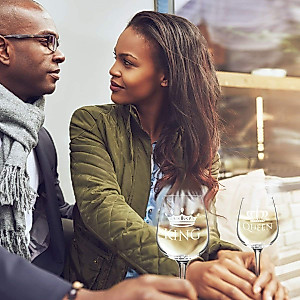 King and Queen Wine Glass Gift Set of 2 (12.75 oz) | Fun Novelty His and Hers or Husband Wife Drinkware | Couple, Newlywed| Wedding or Favorite Couples Gift | USA Made