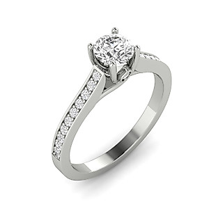 Sk Jewel,Inc 1/2ctw Diamond Engagement Ring in 10k White Gold (H-I, I2-I3, Size 5.5)