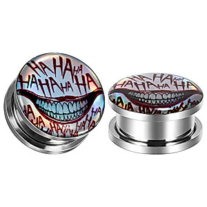 TBOSEN 10 Pcs Skull Ear Plugs ET Tunnels For Ears Stretchers Satan Ram Demons Ear Gauges 2g - 1-3/16 inch