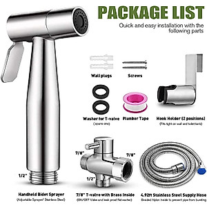 Handheld Bidet Sprayer for Toilet, Stainless Steel Bathroom Personal Hygiene Bidet Sprayer Set, Baby Cloth Diaper Sprayer with Adjustable Water Pressure Control, Perfect for Whole Family Cleaning Use