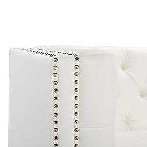 Safavieh Couture Home Miller White Leather and Chateau Brown Tufted Sofa