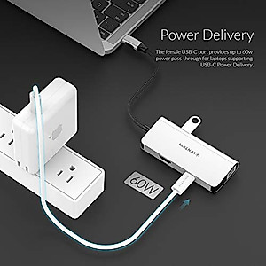 LENTION USB C Hub with 4K HDMI, Gigabit Ethernet, 3 USB 3.0 & Type C Charging for 2023-2016 MacBook Pro, New Mac Air/Surface/Chromebook/Steam Deck, More, Stable Driver Adapter (CB-C65, Silver)