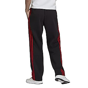 adidas mens Essentials Fleece Open Hem 3-stripes Pants, Black, XX-Large 30 Inseam US