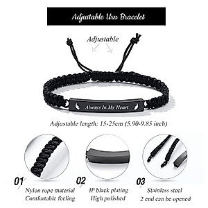 zeqingjw 2 Pack Cremation Memorial Urn Bracelet Adjustable Urn Bracelet for Ashes for Women Men Braided Bracelets Memorial Bracelets for Human Pet Ashes (Customize)