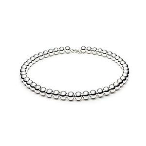 Verona Jewelers Sterling Silver 4MM-10M Italian Bead Ball Chain Bracelet- Handmade Bead Italian Bracelet, Silver Bead Bracelet For Women (7.5, 8MM)