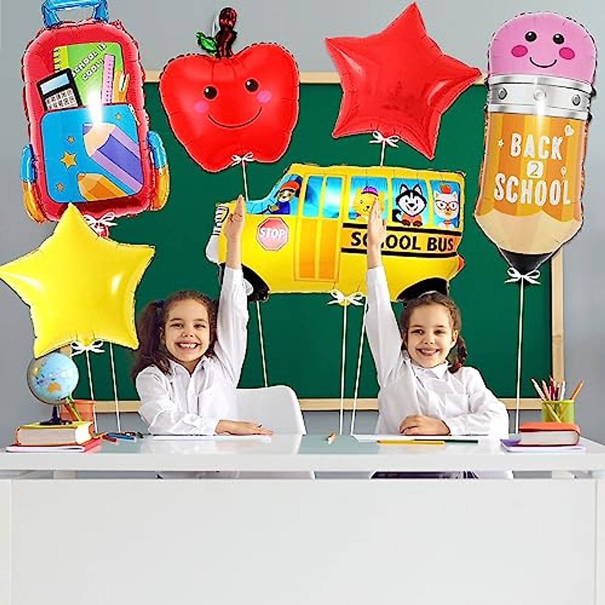 Back to School Decorations Balloons, Big Back to School Party Decorations Set, School Themed Cartoon Foil Balloons, First Day of School Decorations Pack of 6, Welcome Back to School Party Decor