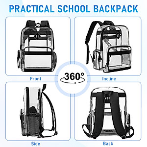 Chase Chic Clear Backpack Stadium Approved Transparent School Backpack Large Heavy Duty See Through Daypack for School Work Travel