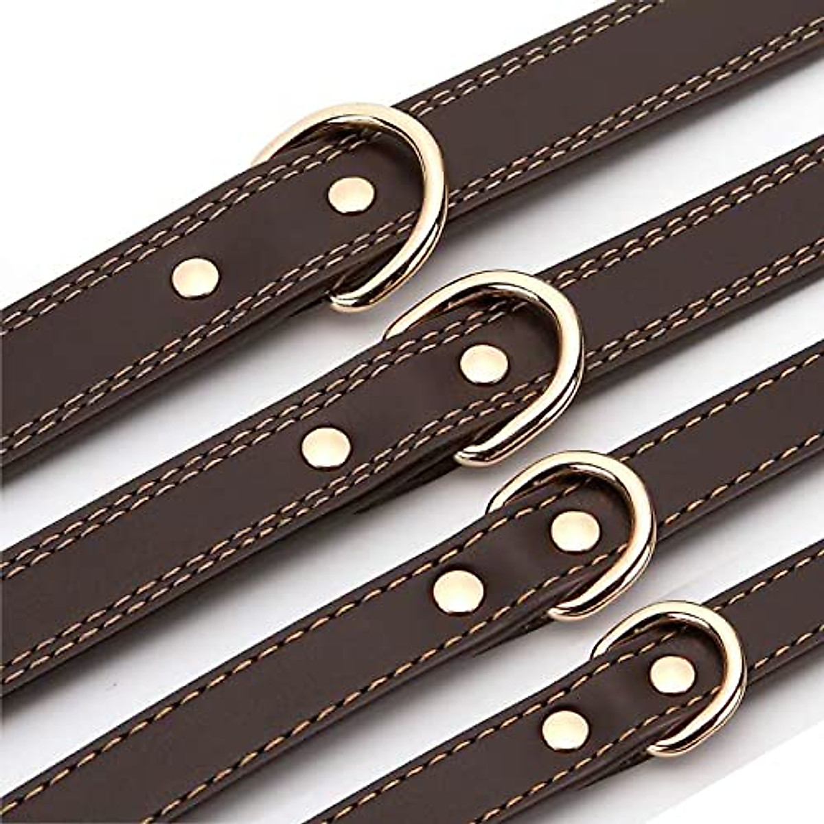 Personalized Dog Collar - Engraved Vegan Soft Leather - Custom Small Medium or Large Size with Name Plate (Large, Brown)