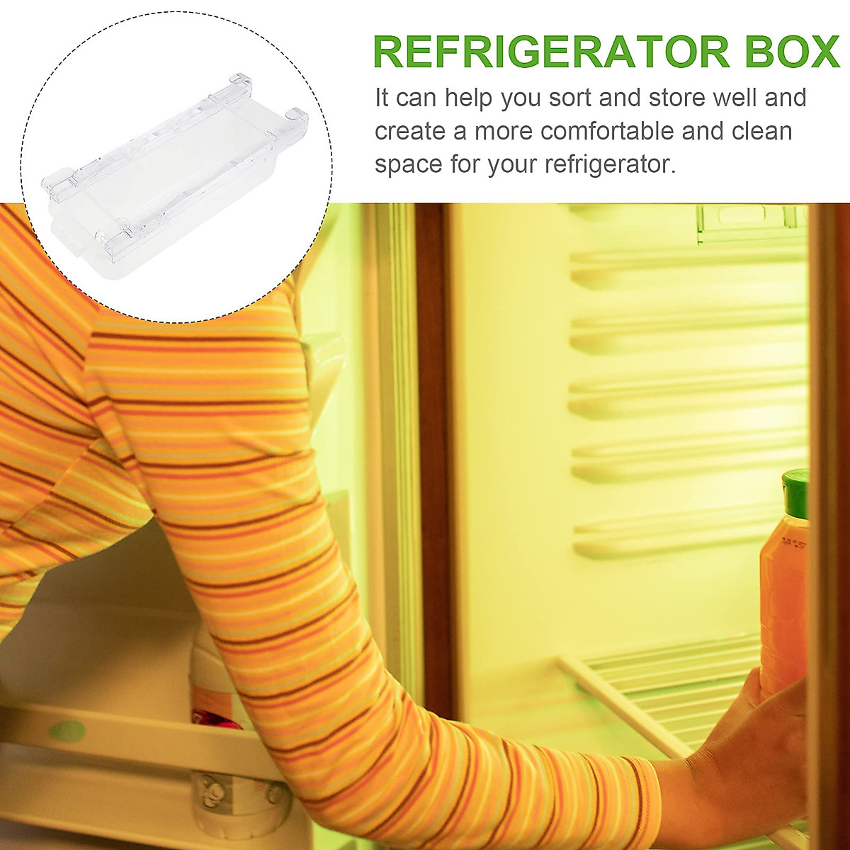 1pc Refrigerator Storage Box Crisper Tray Chillpod Organizadores Fresh Orginizer Drawer Design Tidy Refrigerator Square Freezer Fridge Cabinet Organizer Container Pp White
