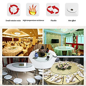 Lazy Susan Tempered Glass Heavy Duty Turntable Round Dining Table Swivel Large Tabletop Serving Plate Transparent Rotating Tray with Silent Bearing Centerpieces ( Battery *1 : Ø 60cm/24in )