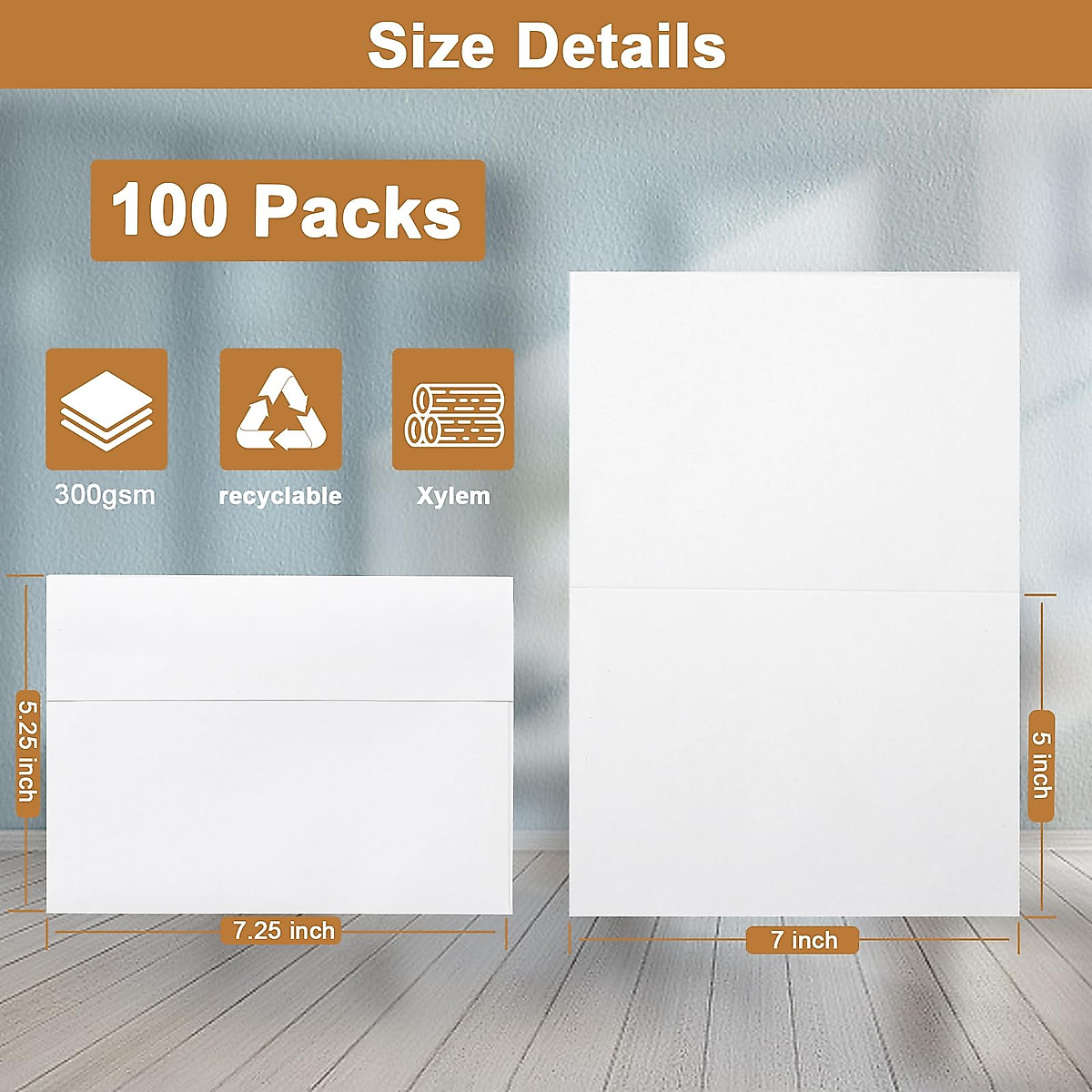 Silunkia 100 Packs White Blank Note Cards and Envelopes 5 x 7 Folded Cardstock and A7 Envelopes Self Seal for Wedding Invitations, Party, DIY Greeting Cards, Thankgiving Cards, Baby Shower