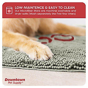 My Doggy Place Microfiber Dog Mat for Muddy Paws, 31" x 20" Light Gray with Paw Print - Absorbent and Quick-Drying Dog Paw Cleaning Mat, Washer and Dryer Safe - Non-Slip Rubber Backed Pet Mat, Medium