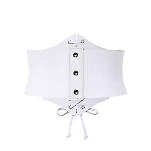 KOJOOIN Women's Corset Waist Belt Leather Underbust Corset Belt for Dresses White 2XL
