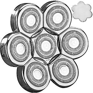 WAHFOX 7D 7 Heads Shaver Replacement Head 7 Blades 7D Replacement Shaver Head Blade 7 Heads Beard Electric Razor Shaver Head (Silvery)
