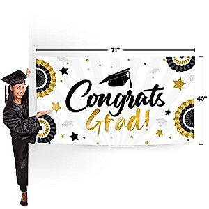 Graduation Banner 2023 - Graduation Decorations 2023 - Graduation Party Supplies 2023 - Large 71” x 40” Graduation Backdrop 2023 Decor - Congrats Grad Banners Yard Sign - Car Decorations for Parade