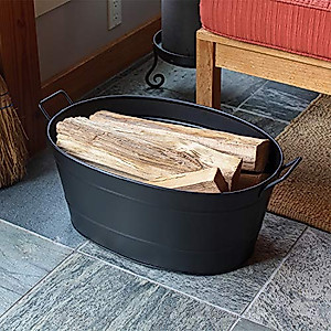 Achla Designs Black Oval Galvanized Steel Tub