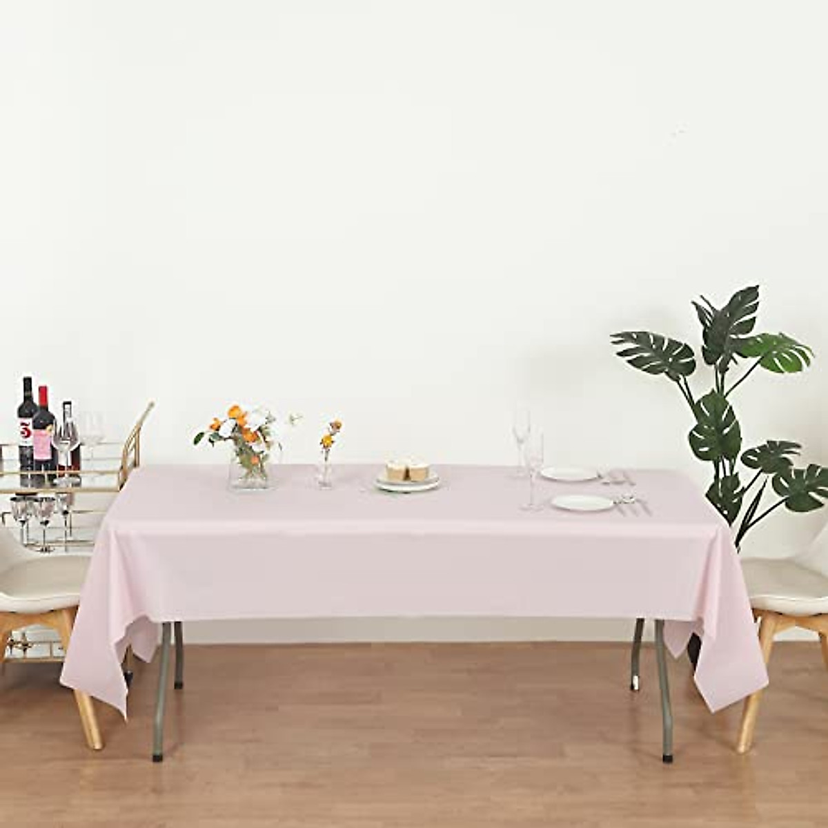 Evershine (12-Pack) Heavy Duty Plastic Table Covers Tablecloth (Reusable) (Rectangle 54" X 108", Pink)