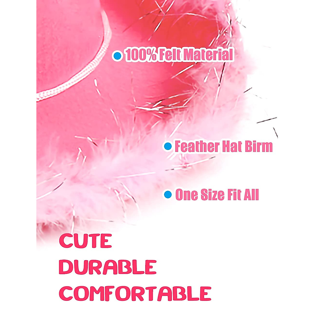 YBHOMINE Cowboy Hat with Bandana - Feather Boa Cowgirl Hat for Women & Men,bachelorette party Halloween Dress-Up (Pink)