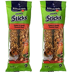 Vitakraft Hamster Whole Grains, Peanut and Honey Glazed Treat Sticks and 4 Pack, 6 Ounce