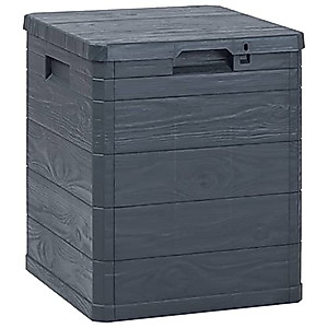 INLIFE Garden Storage Deck Box,Plastic Lockable Garden Container Cabinet Toolbox for Patio, Lawn, Poolside, Backyard Outdoor Anthracite 16.7"x17.3"x19.7"(WxDxH)(23.8 Gal)